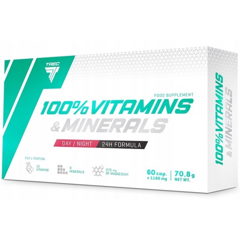 TREC 100% VITAMINS & MINERALS 60 KAPSUŁEK DZIEŃ/NOC , SUPLEMENTY DLA ...